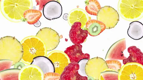 Falling chopped Fruits as background vid... | Stock Video | Pond5