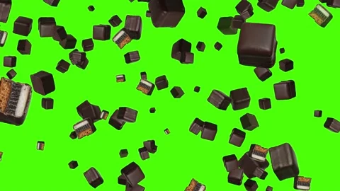 Falling christmas chocolates. Green scre... | Stock Video | Pond5