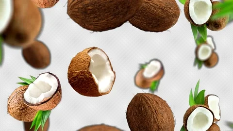 Falling coconut Background, with Alpha ... | Stock Video | Pond5