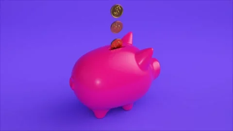 Falling Coins into the Piggy Bank loop | Stock Video | Pond5