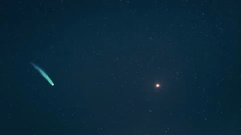 The falling comet on the starry sky back... | Stock Video | Pond5