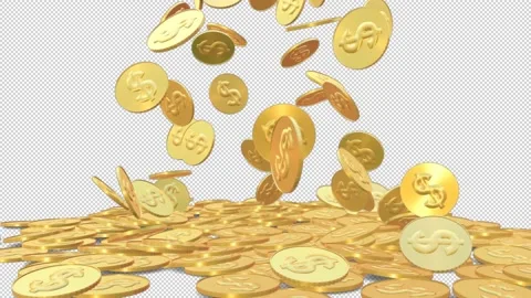 Falling dollar gold coins - 3d render lo... | Stock Video | Pond5