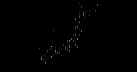 Falling Dots Reveal Map of Japan | Stock Video | Pond5