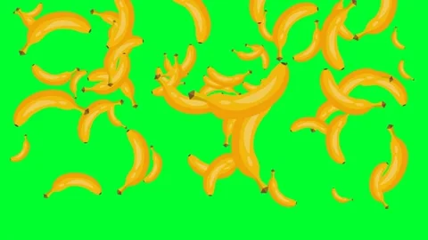 Falling down bananas on Green Screen Ani... | Stock Video | Pond5