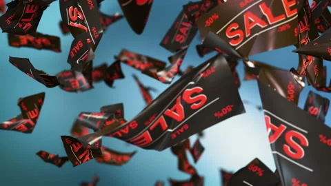 Falling flyer with the word sale. Loop-a... | Stock Video | Pond5