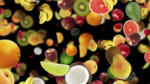 Falling FRUITS Background, Loop, with Al... | Stock Video | Pond5