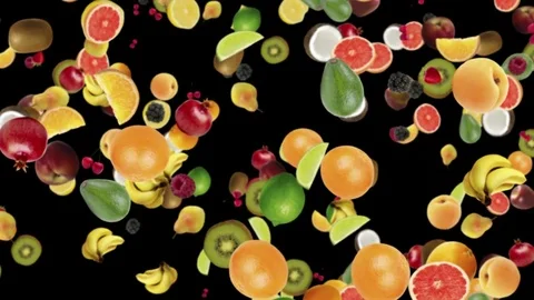 Falling FRUITS Background, Loop, with Al... | Stock Video | Pond5