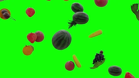 Falling Fruits on Green Screen with Alph... | Stock Video | Pond5