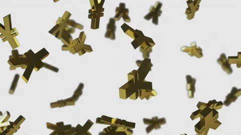 Falling gold Yen signs on a transparent ... | Stock Video | Pond5