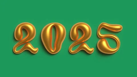 Falling golden 3D liquid numbers 2, 0, 5... | Stock Video | Pond5