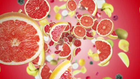 Falling GRAPEFRUITS Animation, Fruits an... | Stock Video | Pond5