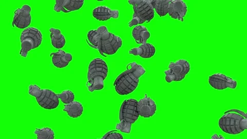 Falling Grenades On Green Screen With Al... | Stock Video | Pond5