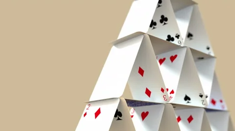 Falling House of Cards with Alpha Matte ... | Stock Video | Pond5