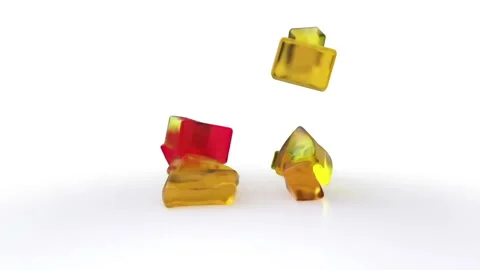 falling jelly cubes on a white backgroun... | Stock Video | Pond5