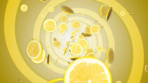 Falling LEMONS Slices Fruits, Animation,... | Stock Video | Pond5