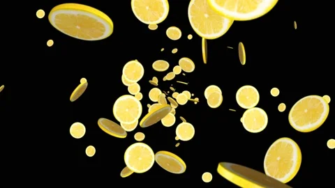 Falling LEMONS Slices Fruits, Animation,... | Stock Video | Pond5