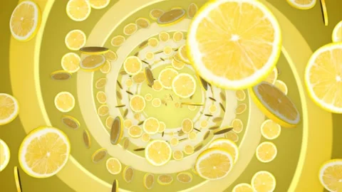 Falling LEMONS Slices Fruits, Animation,... | Stock Video | Pond5