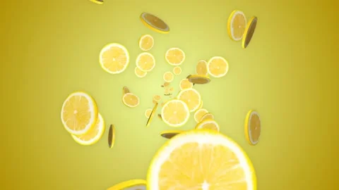 Falling LEMONS Slices Fruits, Animation,... | Stock Video | Pond5