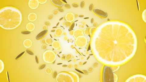 Falling LEMONS Slices Fruits, Animation,... | Stock Video | Pond5