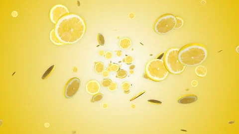 Falling LEMONS Slices Fruits, Animation,... | Stock Video | Pond5