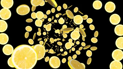 Falling LEMONS Slices Fruits, Animation,... | Stock Video | Pond5
