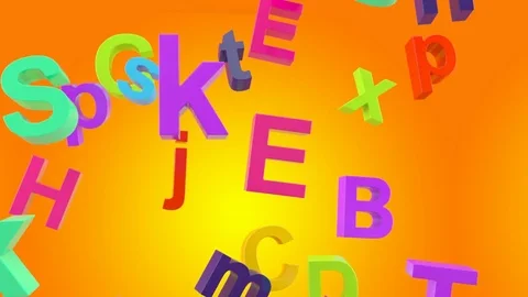Falling letters on orange background | Stock Video | Pond5