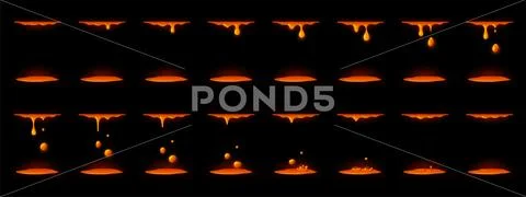 Falling liquid lava drops animation sprite sheet Illustration #231093476