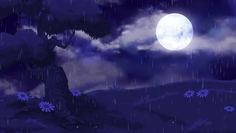 Falling rain on a spring forest night,mo... | Stock Video | Pond5