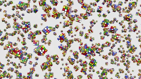 Falling Rubik's Cubes - 3d render looped... | Stock Video | Pond5