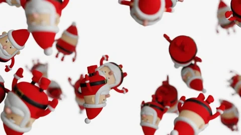 Falling Santa clauses. New Year and Chri... | Stock Video | Pond5