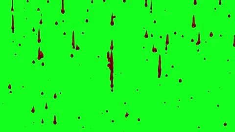 Falling scary blood drops effect on gree... | Stock Video | Pond5