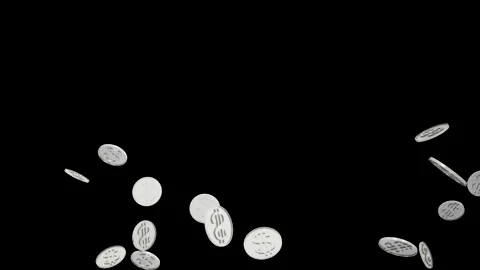 Falling silver coins isolated with an a... | Stock Video | Pond5