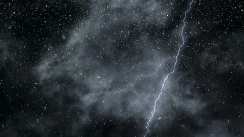 Falling Snow And Lightning Storm | Stock Video | Pond5