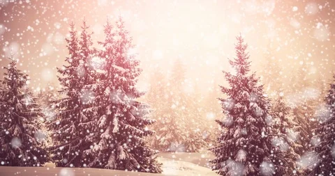 Falling snow animation winter mountain l... | Stock Video | Pond5