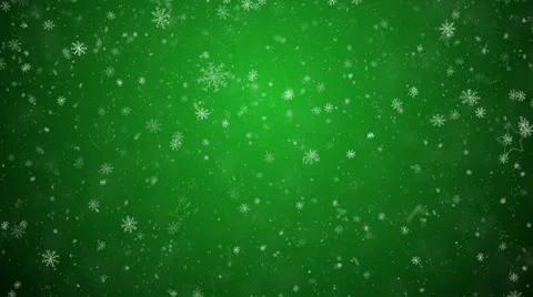 Falling snowflakes and stars on a green ... | Stock Video | Pond5