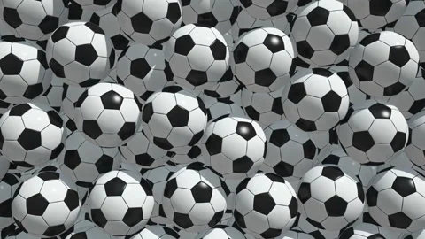 Falling soccer balls on white | Stock Video | Pond5