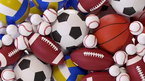 Falling Sports Balls Transition effect w... | Stock Video | Pond5