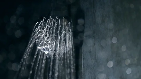 Falling water from shower in a bathroom ... | Stock Video | Pond5