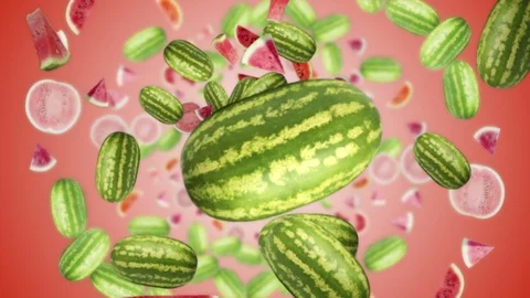 Falling WATERMELONS Background, Loop | Stock Video | Pond5