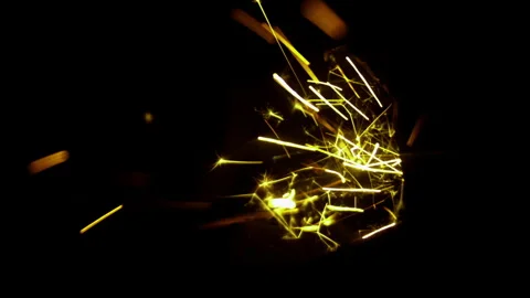 Falling of welding particles, fire spark... | Stock Video | Pond5