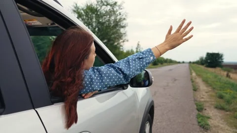 family girl car window, happy face woman... | Stock Video | Pond5