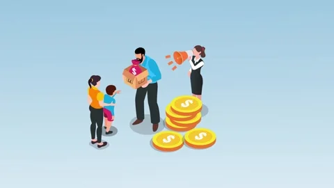 Family Receiving Financial Assistance 3d... | Stock Video | Pond5