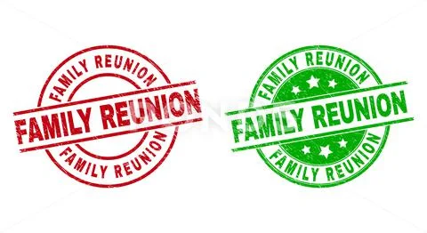 FAMILY REUNION Round Watermarks with Distress Texture Illustration ...