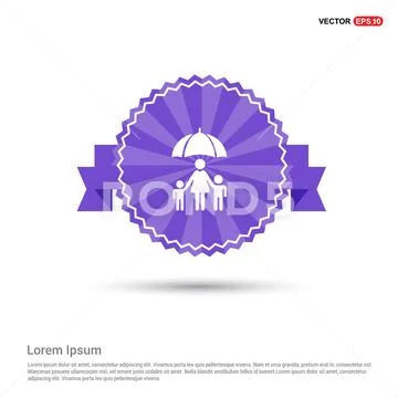 Family social insurance icon - Purple Ribbon banner: Royalty Free #96529126