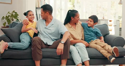 Family, tickle and children with parents... | Stock Video | Pond5