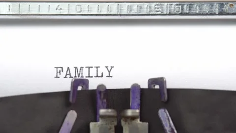 Family word closeup being typing and cen... | Stock Video | Pond5