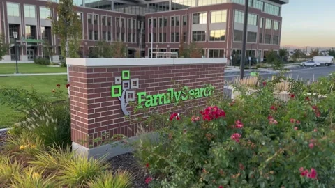 FamilySearch sign, logo and building in ... | Stock Video | Pond5
