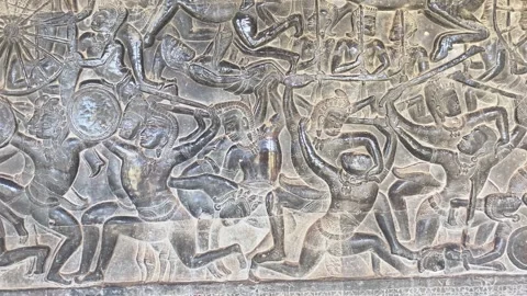 The famous bas-relief on the inside wall... | Stock Video | Pond5