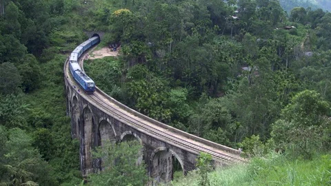 Famous blue train crossing Nine Arch Bri... | Stock Video | Pond5