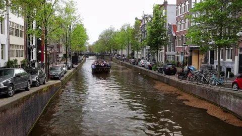 Famous canals and embankments of Amsterd... | Stock Video | Pond5